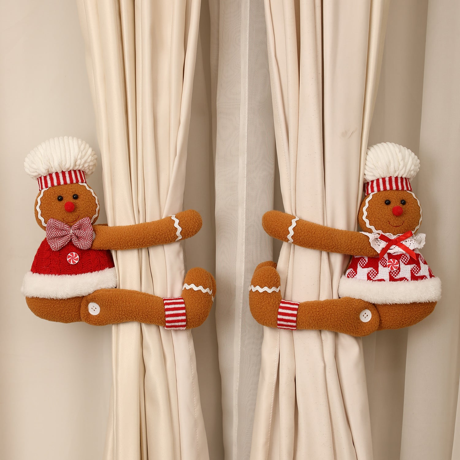 Cartoon Gingerbread Man Window Curtain Decoration for Christmas Party ...