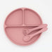 Baby Silicone Round Sucker Compartment Dinner Plate With Spoon Fork Se ...